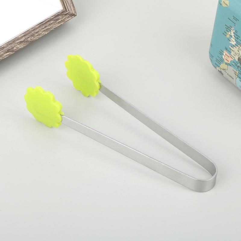 1Pc Silicone Food Tongs Flower Shape Non-Slip Stainless Steel Ice Candy ...