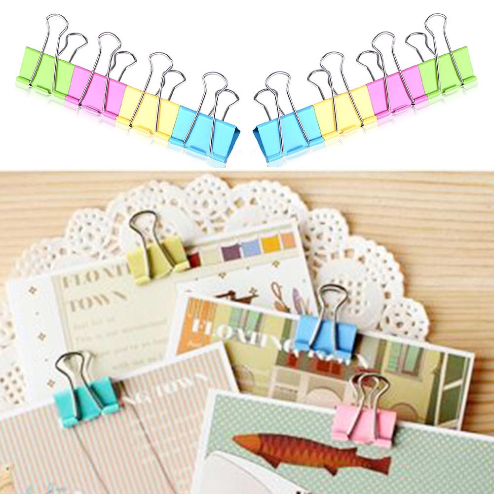 10pcs Colorful Metal Binder Clips Notes Letter Paper Clip Office ...
