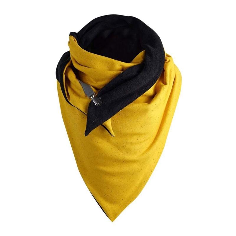 Buy Contrast Color Warm Large Triangle Scarf with Clip Winter Thermal ...