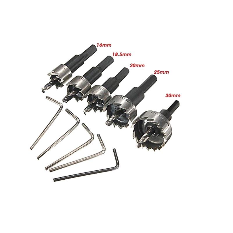 5PCs HSS Drill Bit Hole Saw Set Stainless Steel Metal Alloy Wood Hole ...