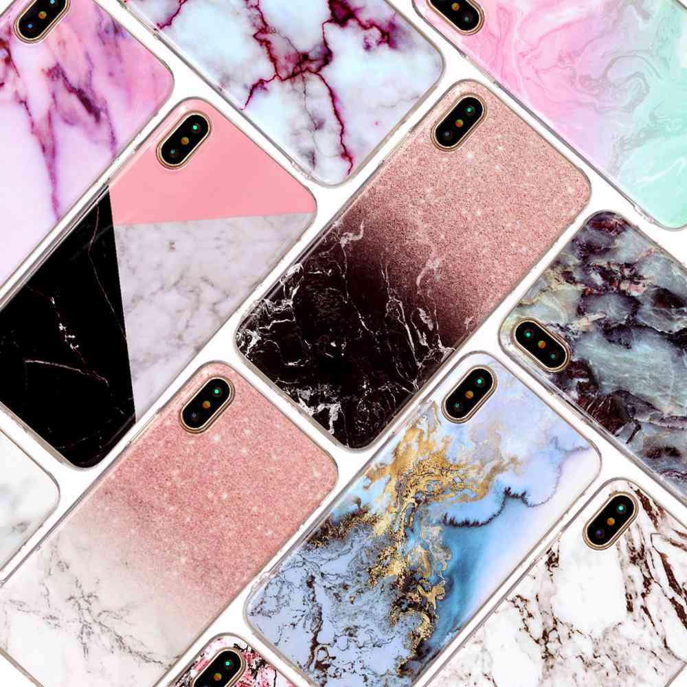 Buy Marble Texture Glossy TPU Soft Rubber Phone Case Cover For iPhone ...