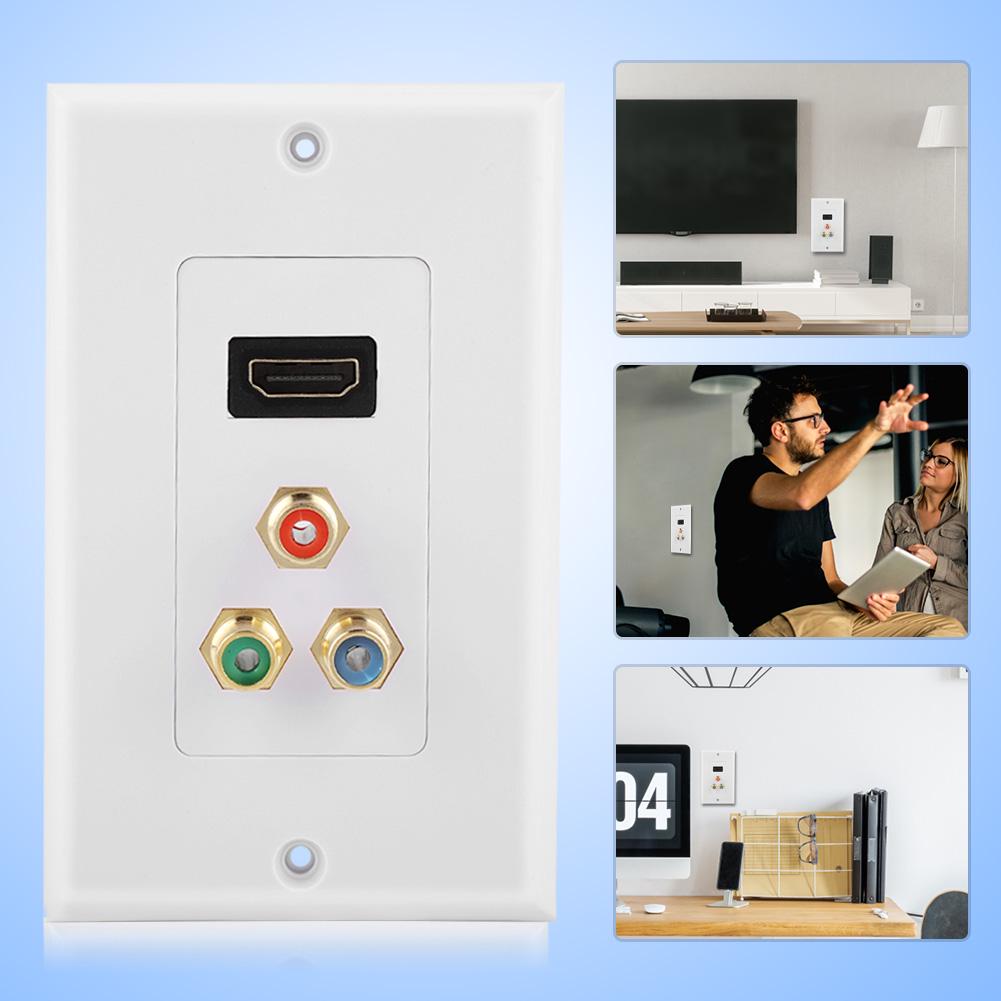 Buy + 3RCA Wall Plate, Outlet , Audio Video Wall Face Plate, White for ...