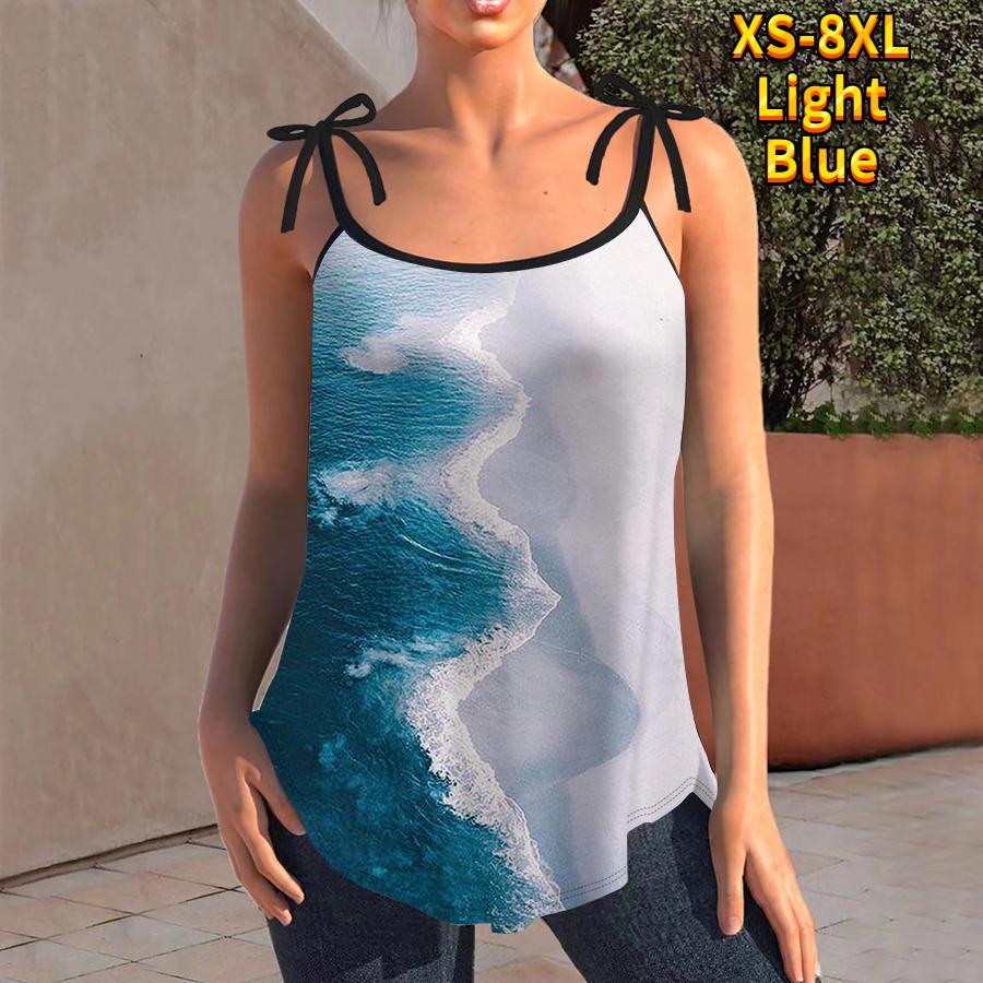 Satın alın Fashion Summer Tide Print Sleeveless Off Shoulder Spaghetti ...