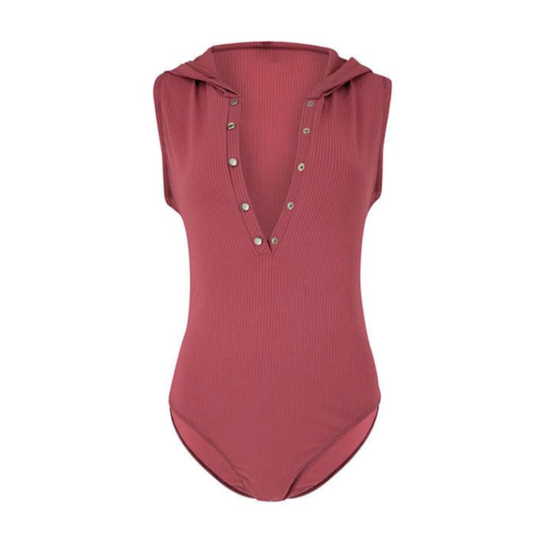 Buy Deep V Neck Hooded Monokini Women Summer Low Cut One Piece Bodysuit ...
