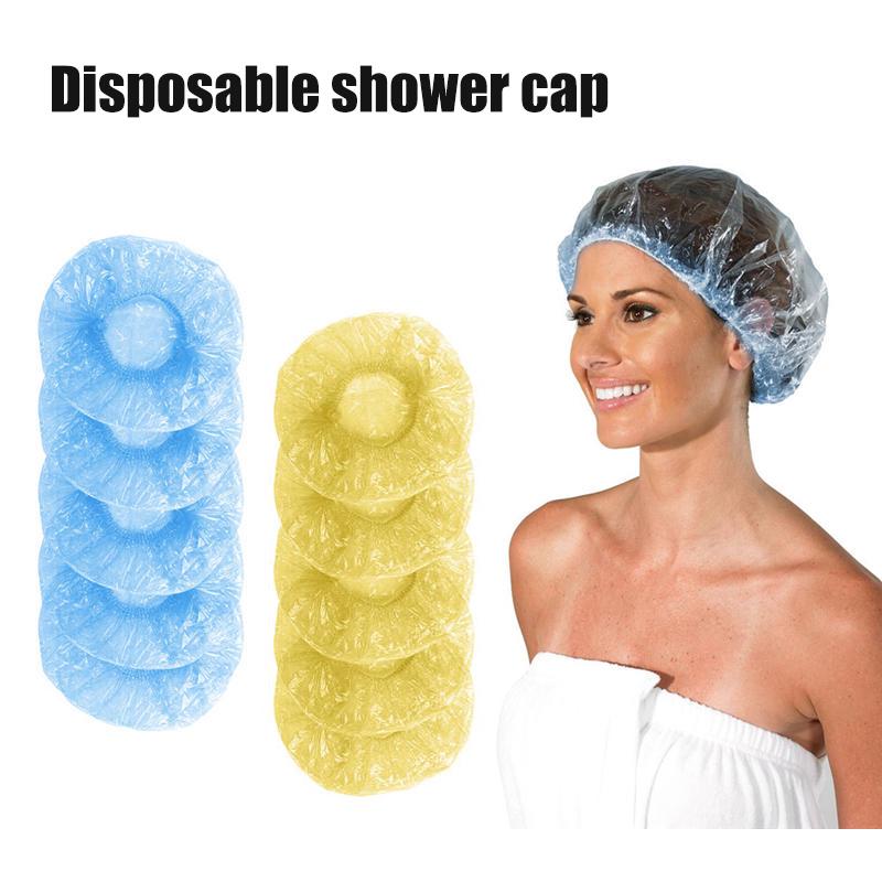 Buy 100Pcs Plastic Hair Caps Bath Caps Disposable Cap Clear Shower ...