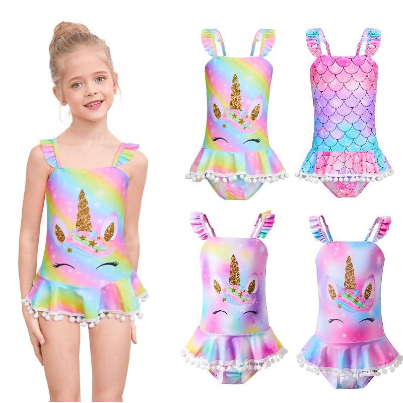 Cheap Girls Swimming Costume One Piece Unicorn Mermaid Beach Swimming ...