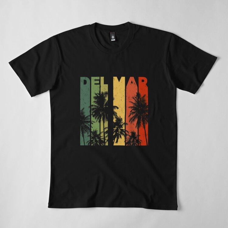 Buy Men Premium Cotton Harajuku T-Shirt Retro Del Mar California Beach ...
