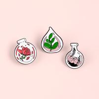 Potted Plants Enamel Pin Bottles Brooches Clothes Shirt Lapel Badges ...