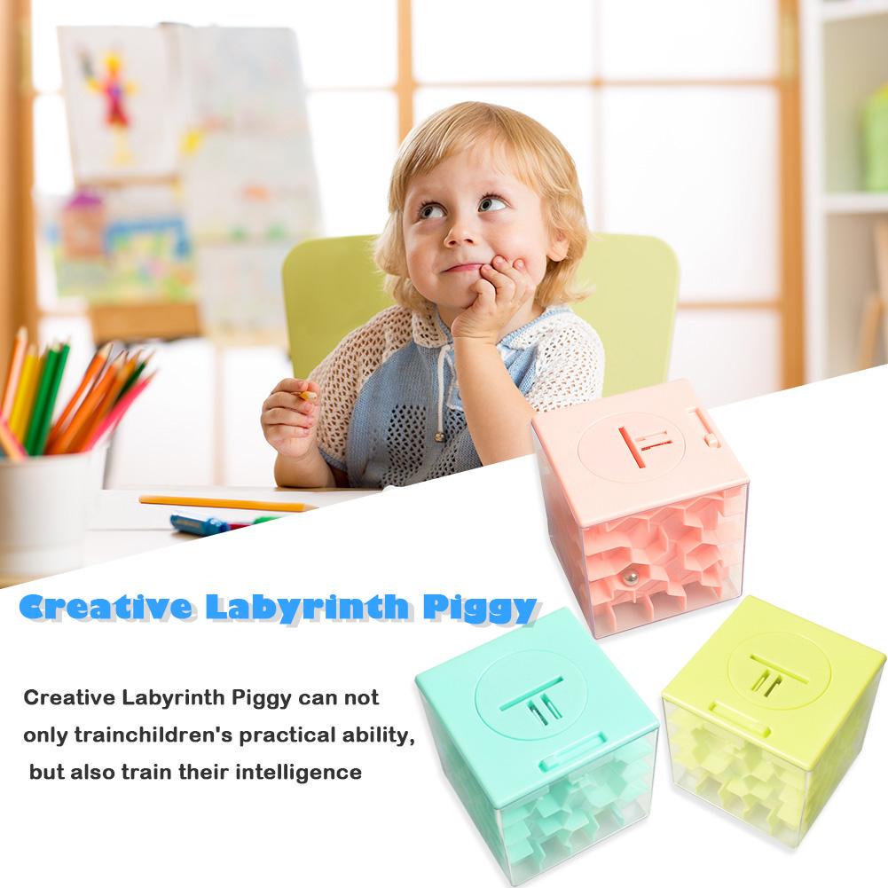 Buy Puzzle Toy 3D Maze Piggy Bank Transparent Walking Bead Magic Box ...