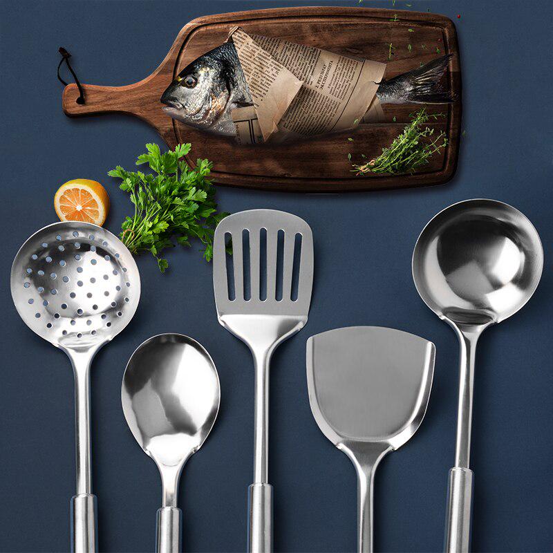 Buy KONCO Kitchen Cooking Utensil Set Stainless Steel Cookware Colander ...