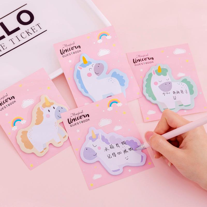 Buy 2pcs Unicorn Sticky Notes Sticker Memo Pads Stickers Bookmarks ...