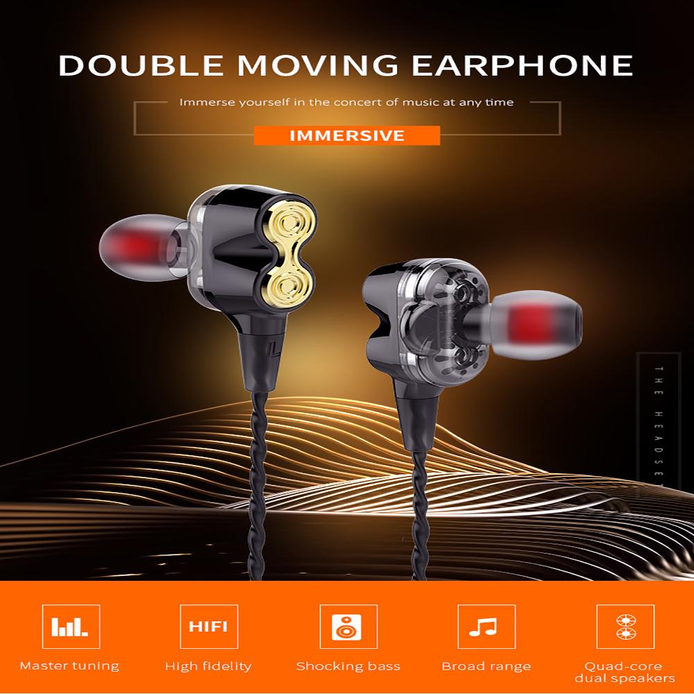 Buy Quad-core Double Moving Circle Earphone Bass 3.5mm In Ear Wire ...
