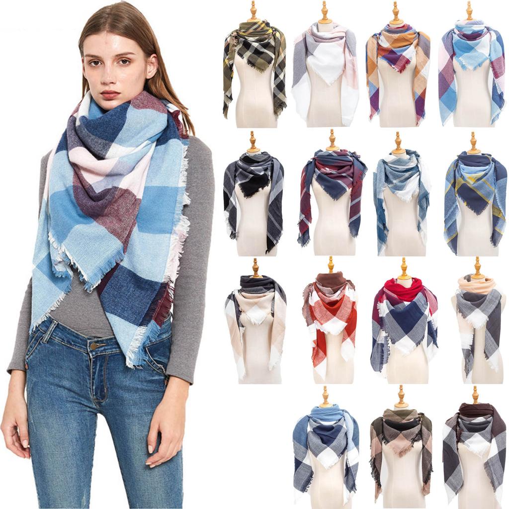 Buy Womens Warm Long Shawl Wraps Large Scarves Knit Cashmere Tassel Plaid Scarf at affordable ...