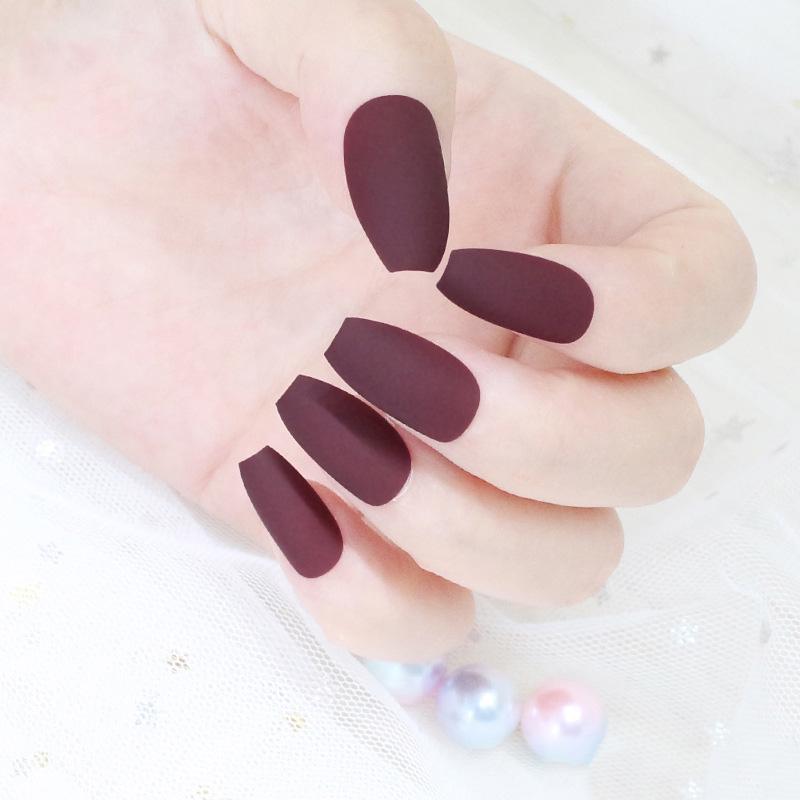 Buy 24 Pcs/Set Matte False Nails Full Tips Women Fake Fingernails Nail ...