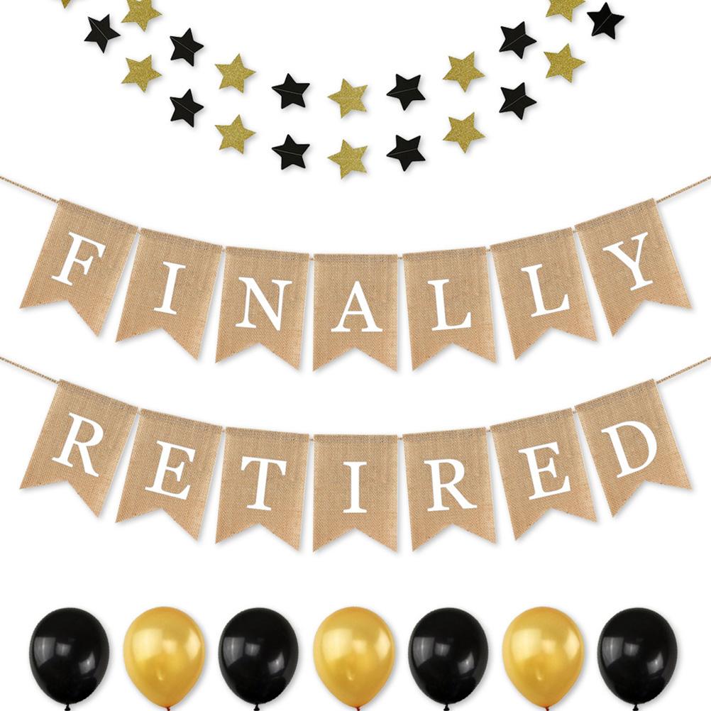 Buy 2pcs In 1 Set FINALLY RETIRED Letter Printing Bunting Retirement ...