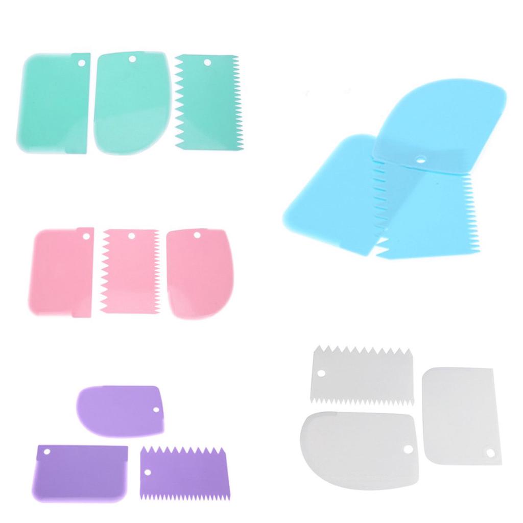 Buy XHOME Plastic Cream Scraper Comb 3pcs Cake Cookies Decorating Tools ...