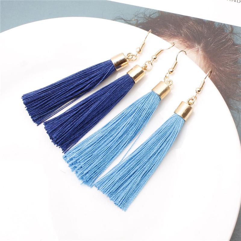 Bohemian Earring Metal Cap Vintage Tassel Long Earrings for Women Girls ...
