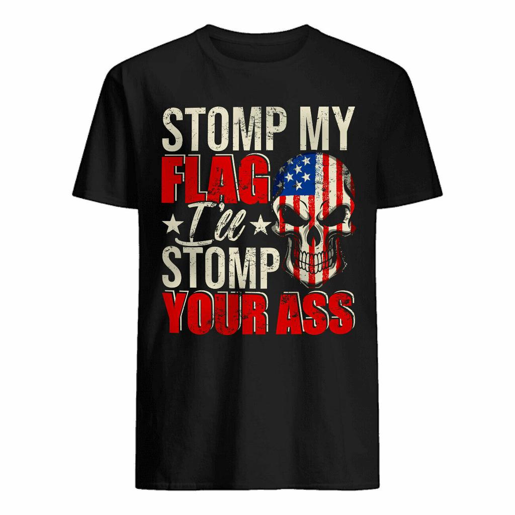 Vintage Stomp My Flag I Will Stomp Your T-Shirt Men Hip Hop Tee Shirts ...