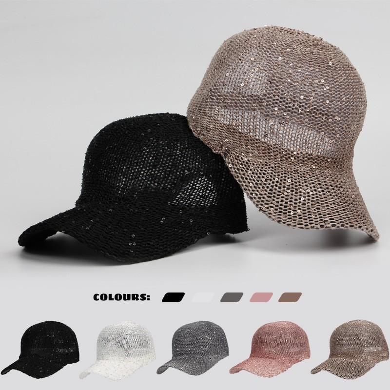 Full Mesh Dot Knitted Baseball Cap Women Spring Summer Breathable ...