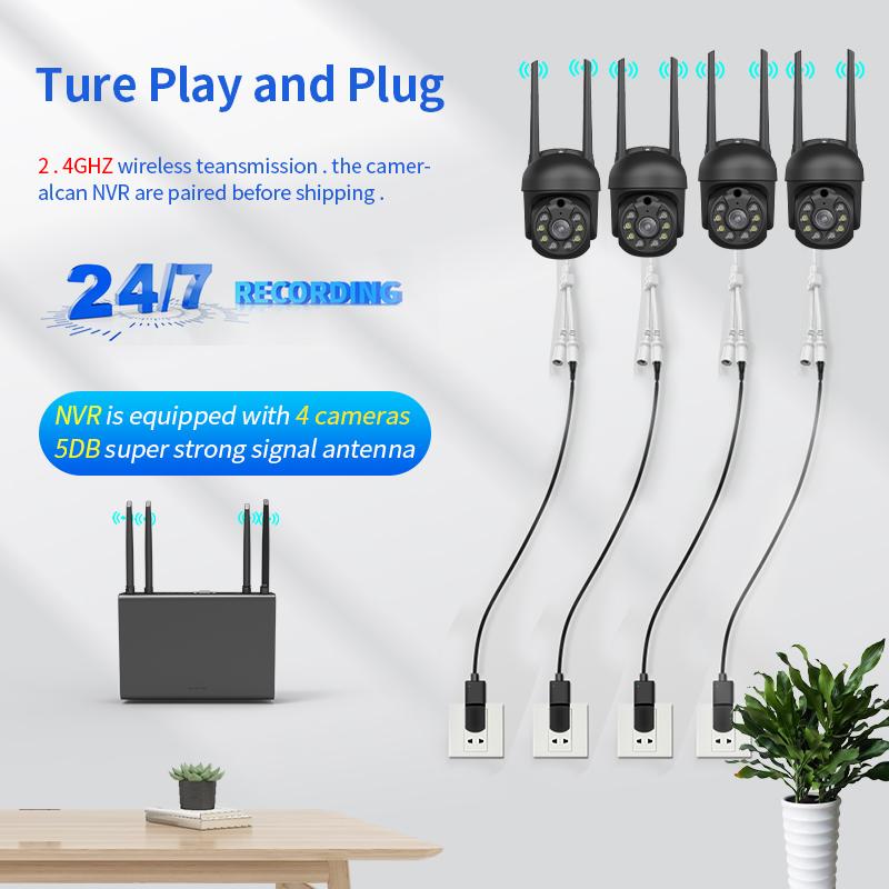 Buy 4CH 3MP Security Camera System Surveillance H.265+ P2P 5X Zoom WIFI ...