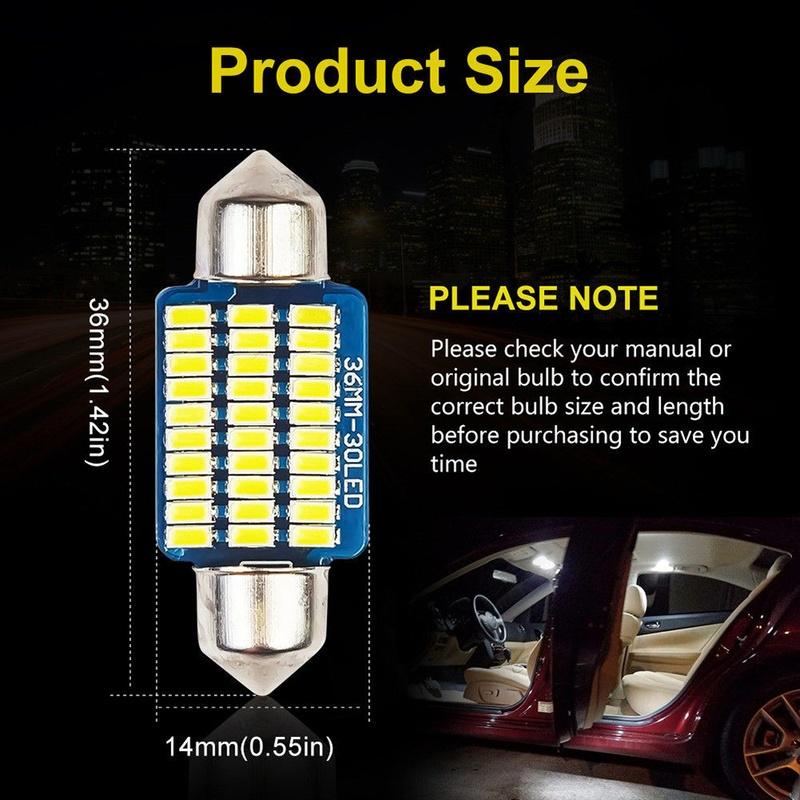 Buy 2 Pieces / Set 12V C5W 36 Mm 6000K White Fancy LED Car Bulb 6411 ...
