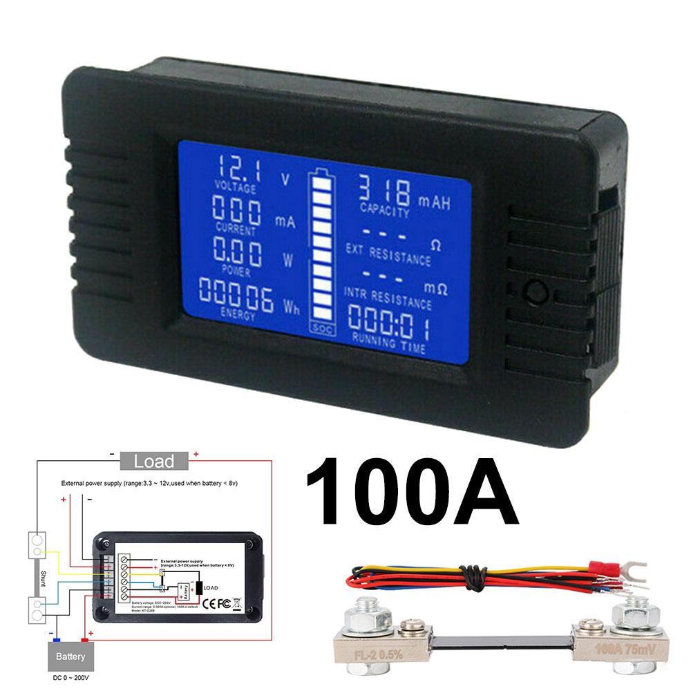 Buy 100A DC LCD Panel Digital Power Watt Meter Monitor Voltage Ammeter ...