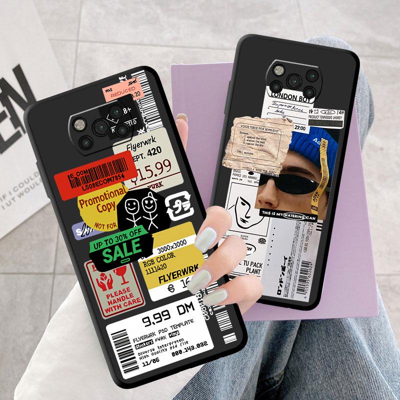 Buy Funda Silicone Retro Bar Code Label Phone Case for Xiaomi Poco F3 ...