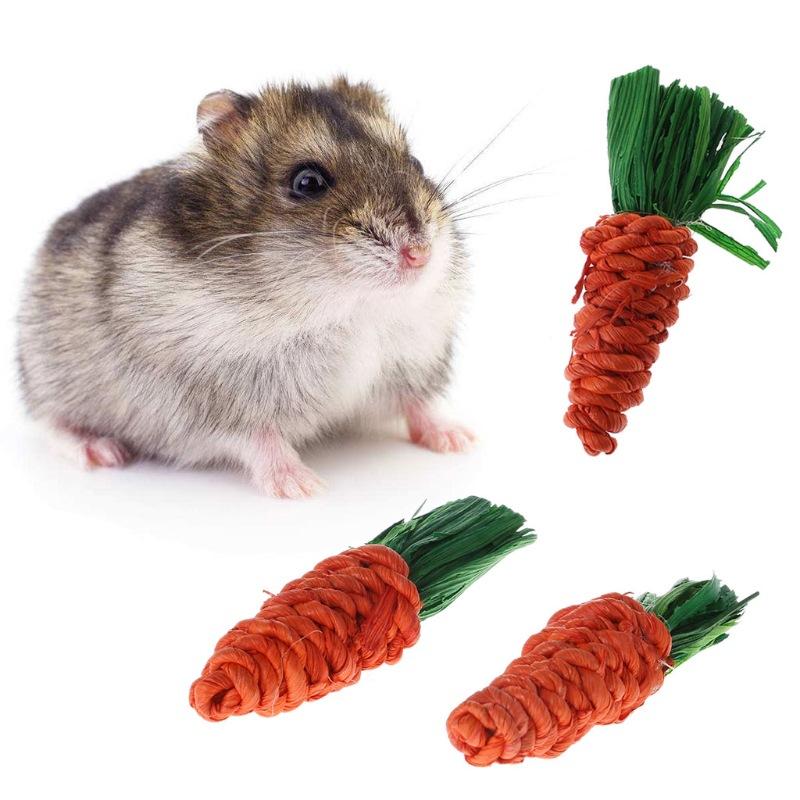 Buy 3Pcs/Set Hamster Rabbit Chew Toy Bite Grind Teeth Toys Carrot Woven ...
