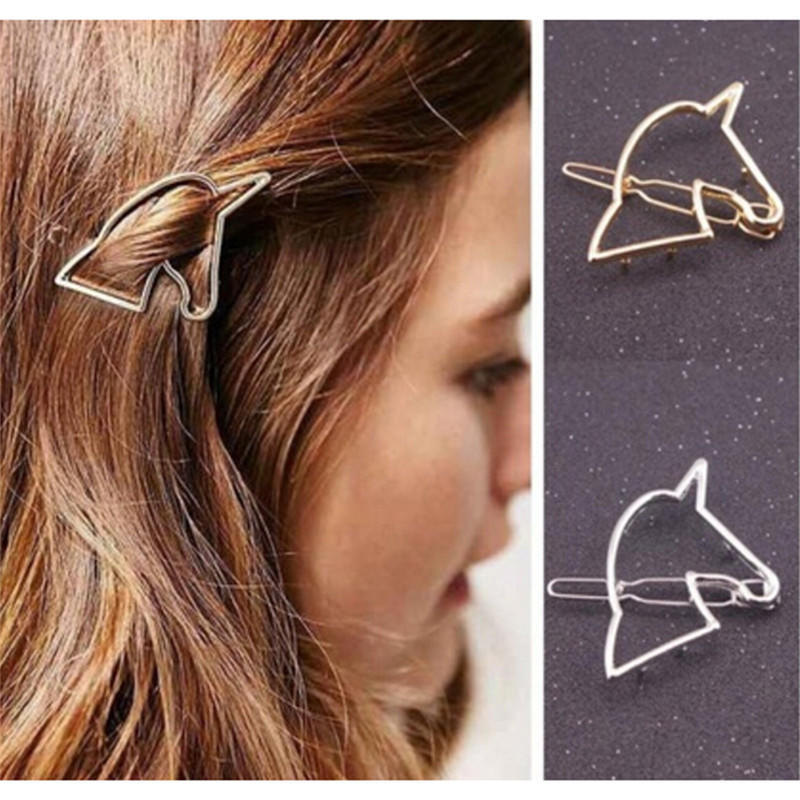Jewelry Girl Charming Simple Hollow Unicorn Hairpin Side Hair Clip ...