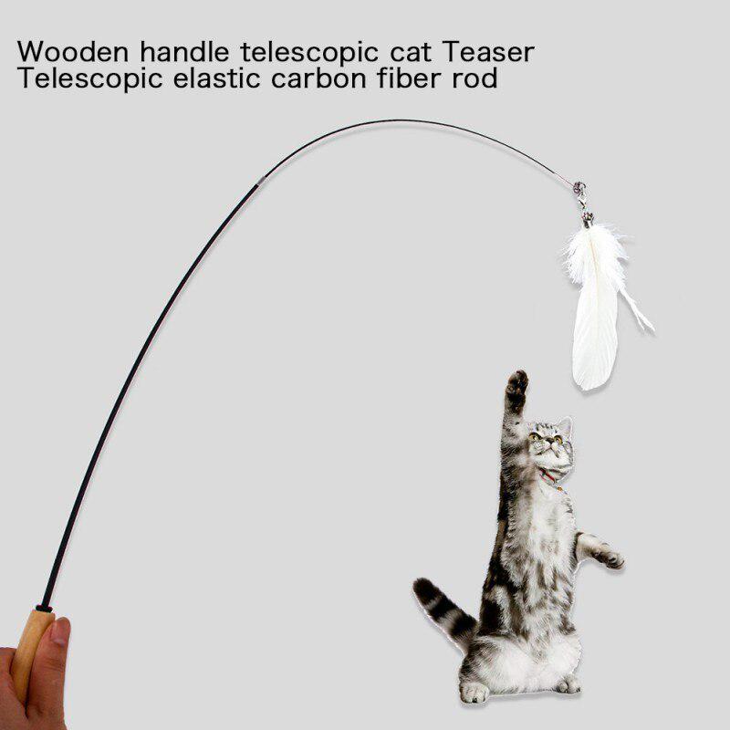 Buy Pet Cat Toy Telescopic Feather Wand Stick Cat Catcher Teaser Toy ...