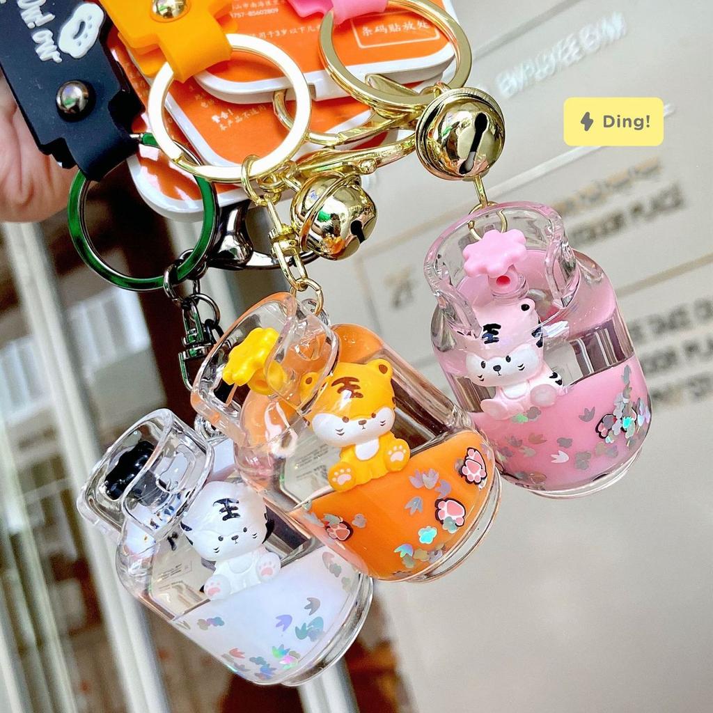 Gift Liquid Floating Soda Bottle Creative into Oil Keyring Key Chains ...