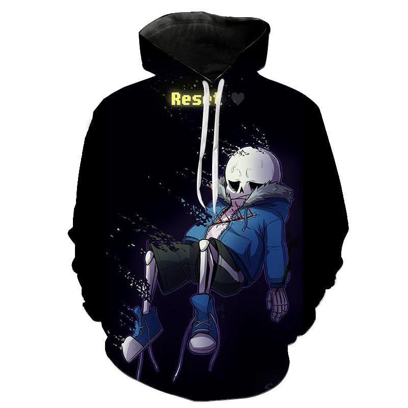 Buy Undertale 3d Print Hoodies Game Style Skull Sans Hooded Sweatshirt ...