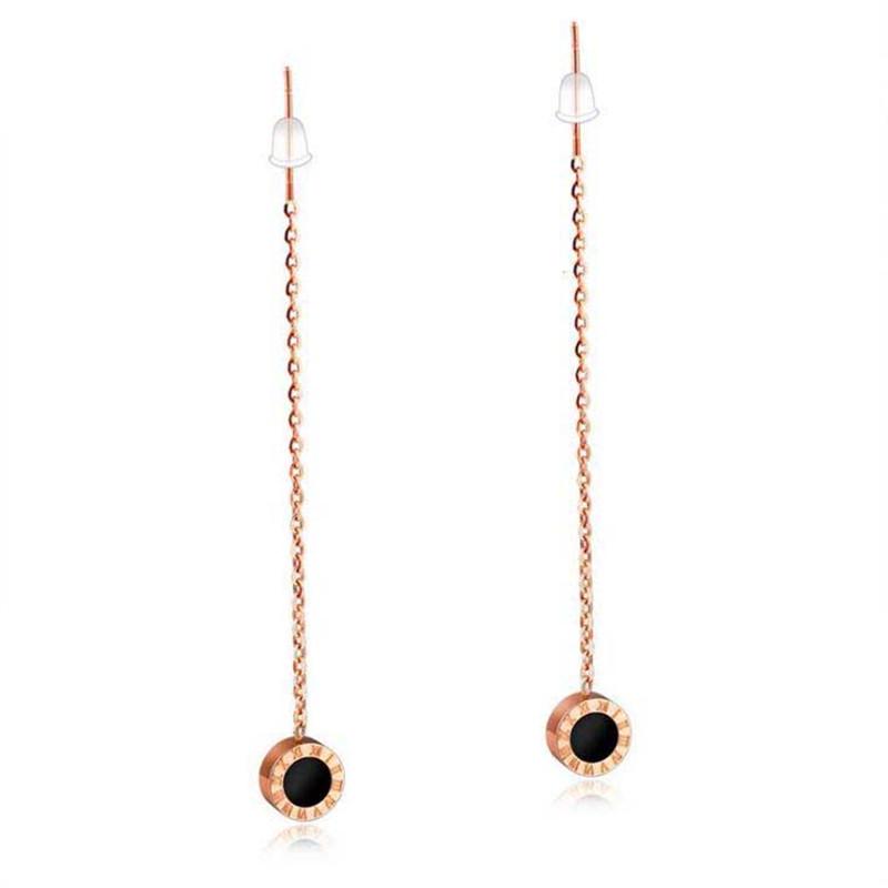 Титановые висячие двухсторонние женские серьги с римскими цифрами с ...