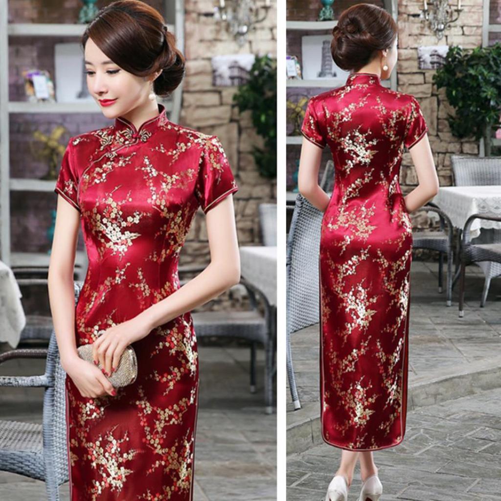 Buy Chinese Style Plum Blossom Women Long Cheongsam at affordable ...