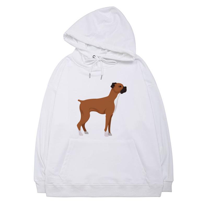 Buy Hoodies For Unisex White Hooded Sweater Boxer Dog Funny Shirt For ...