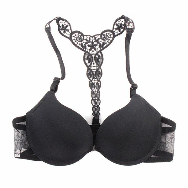 Womens Sexy Frontreißverschluss Spitze Ringerrücken Push-Up nahtlose BH ...