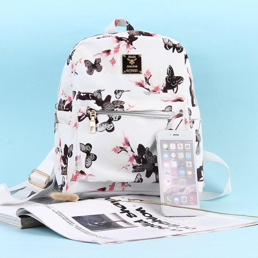 Buy LLKWomen Floral Printed PU Leather School Bookbag Travel Shoulders ...