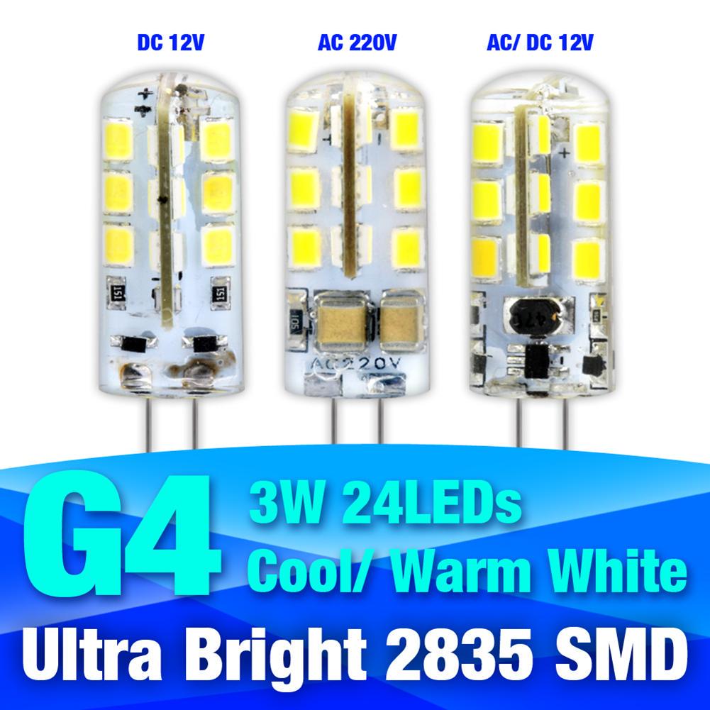 Buy Ultrabright G4 LED Corn Bulb Light 2835 SMD 24LEDs 12V/220V 3W Cool ...