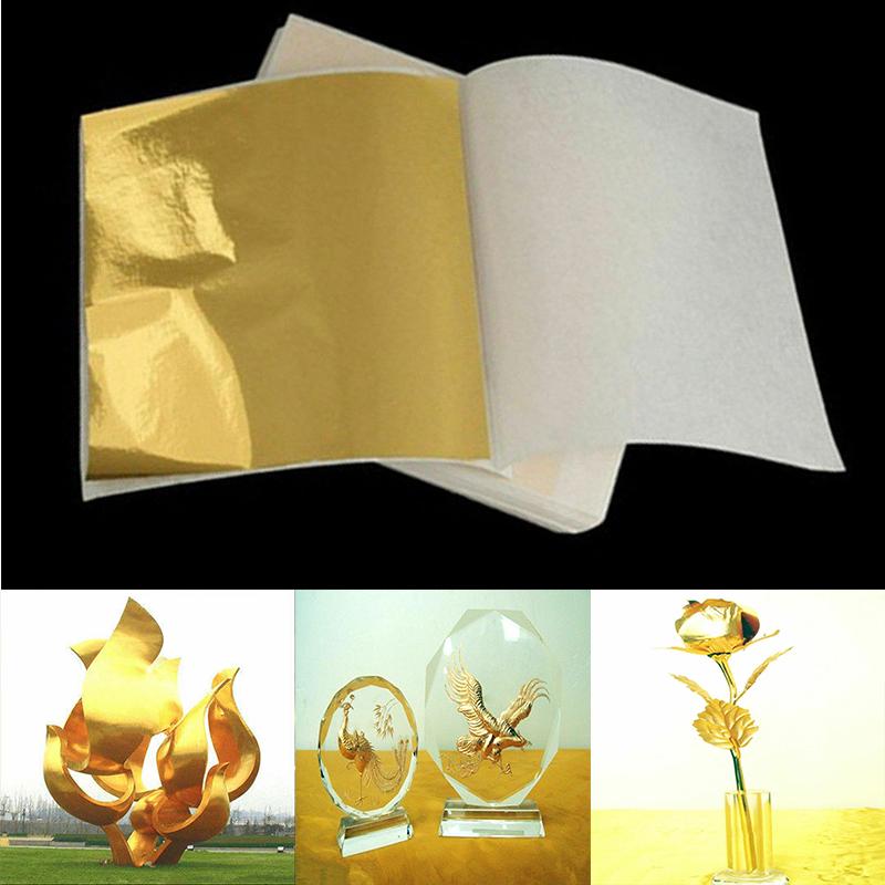 Buy Popular 100 Sheets Foil Leaf Handicrafts DIY Indoor Gilding Paper ...