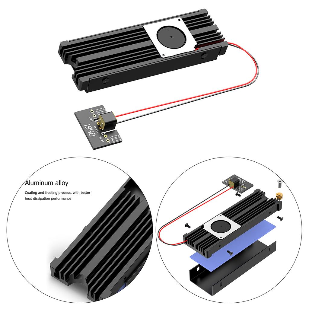 Buy Heatsink Cooler with Cooling Fan Radiator for M.2 NGFF NVME SSD at ...