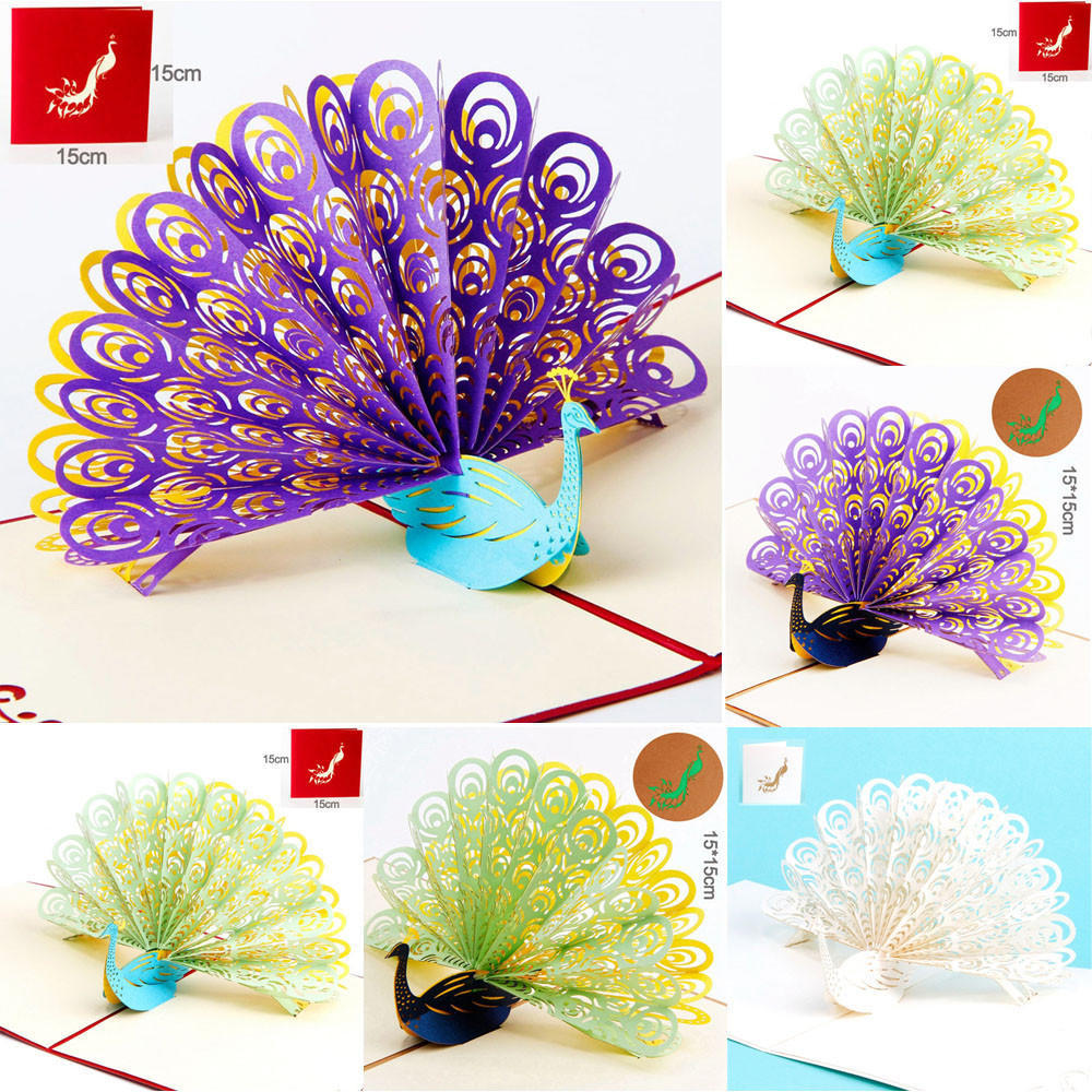 Buy 3D Pop Up Peacock Cards Wedding Lover Happy Birthday Anniversary ...