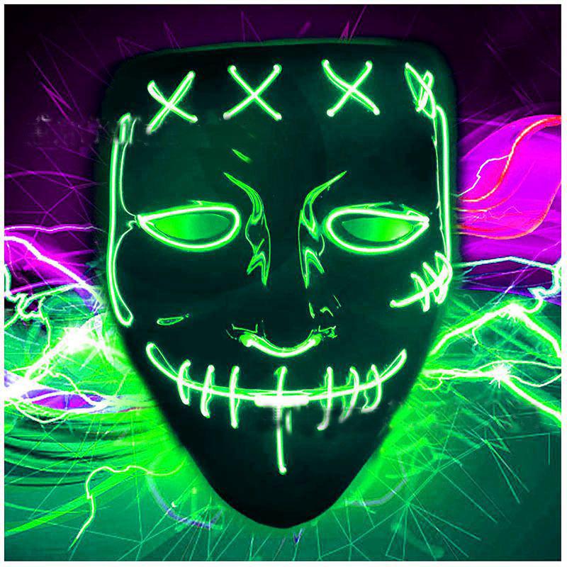 Buy Led Halloween Mask Luminous Face Mask EL Wire Scary Mask Smiling ...