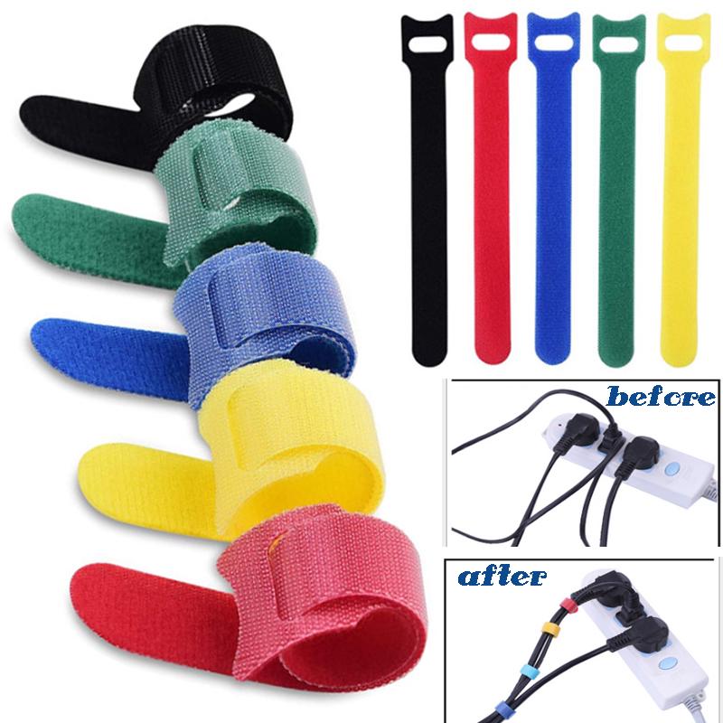 Buy 10Pcs Reusable Fastening Cable Ties Microfiber Cloth Hook and Loop ...