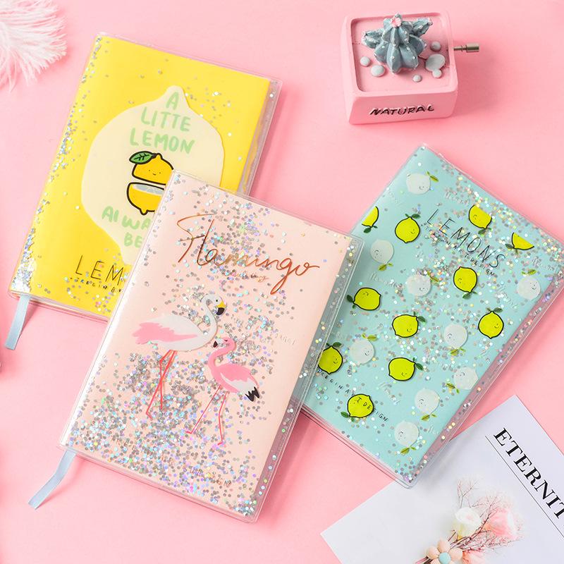 Buy PVC Sanding Sequin Notebook Flamingo Pattern Hand Account Sleeve ...