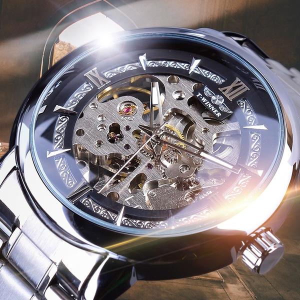 Buy T-WINNER Retra Silver Stainless Steel Luminous Hands Men Mechanical ...