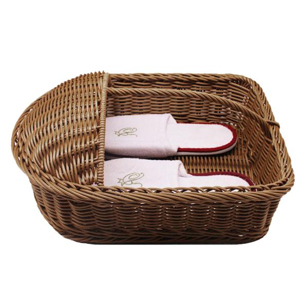 Buy 1pc Shoes Storage Basket Durable Imitation Rattan Weaving Handle ...