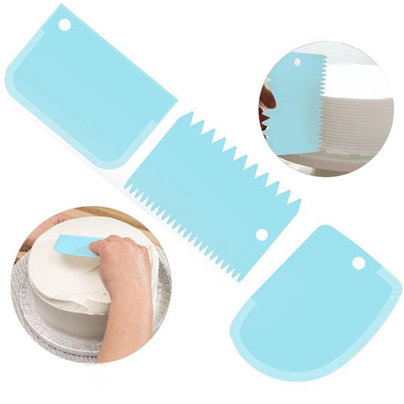 Buy 3Pcs Baking Pastry Tools Plastic Dough Knife Icing Fondant Scraper ...