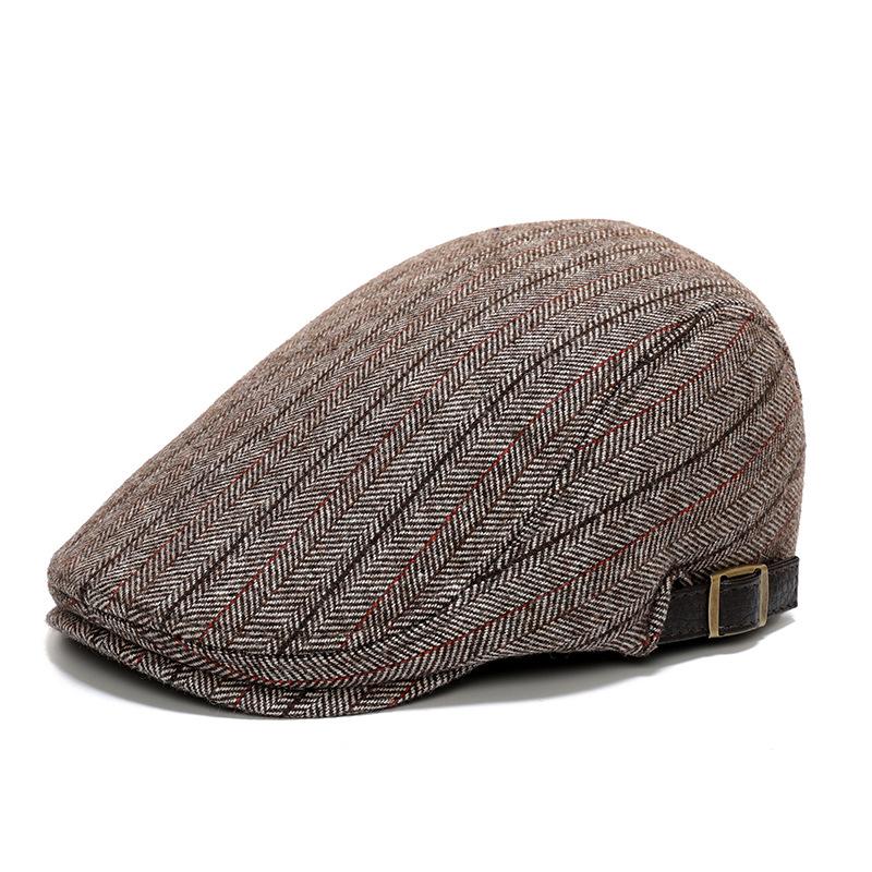 Buy Men Adjustable Simple Flat Peaked Cap Fall Winter Gatsby Driving ...