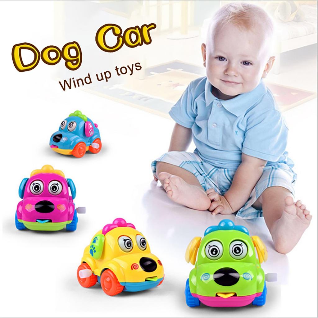 Baby Kids Clockwork Puppy Cars Toy Cartoon Small Dog Clockwork Car ...