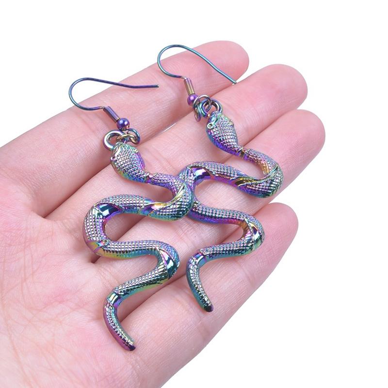 Buy Gold And Silver Seven Color Snake-Shaped Alloy Earrings 45Cm ...